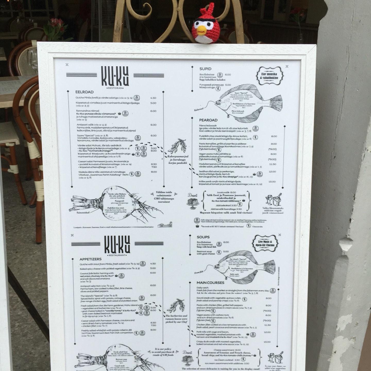 Speisekarte von Restoran Ku-Kuu restaurant, Arensburg