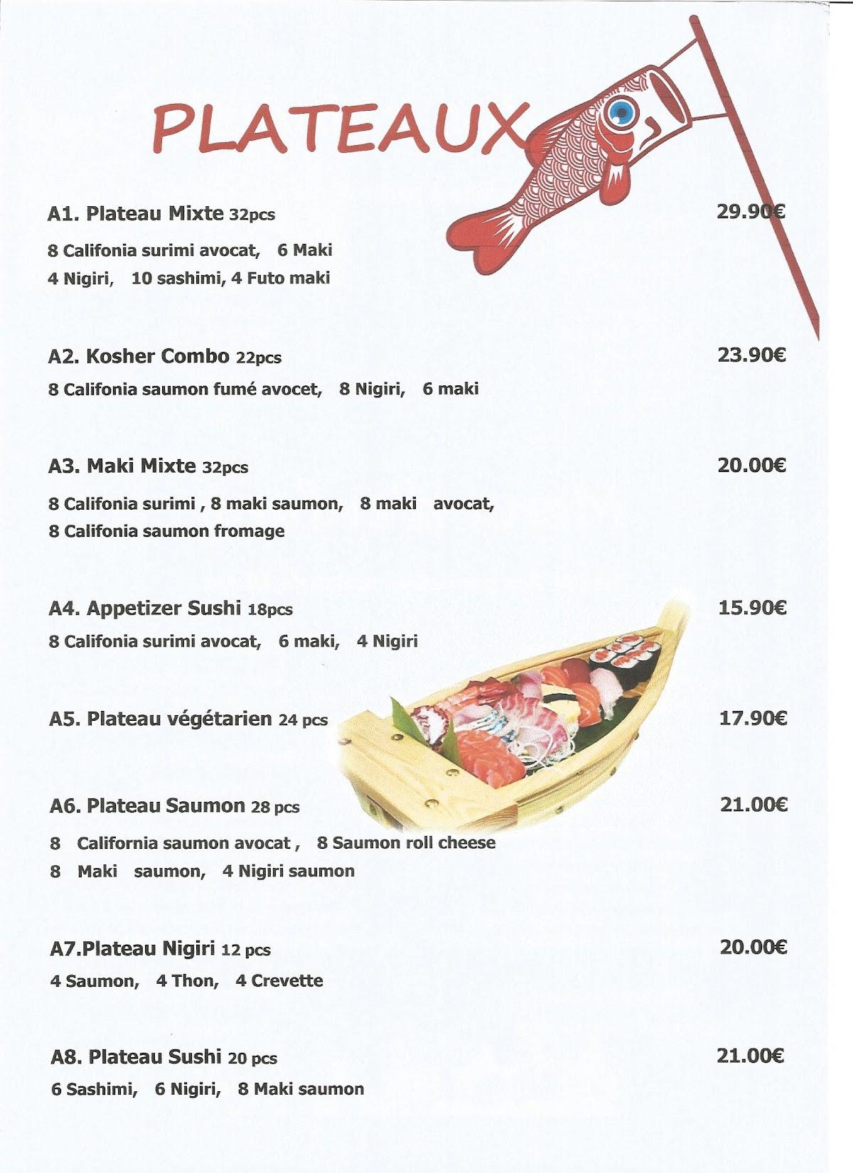 Menu at Sakura House restaurant, Luxembourg