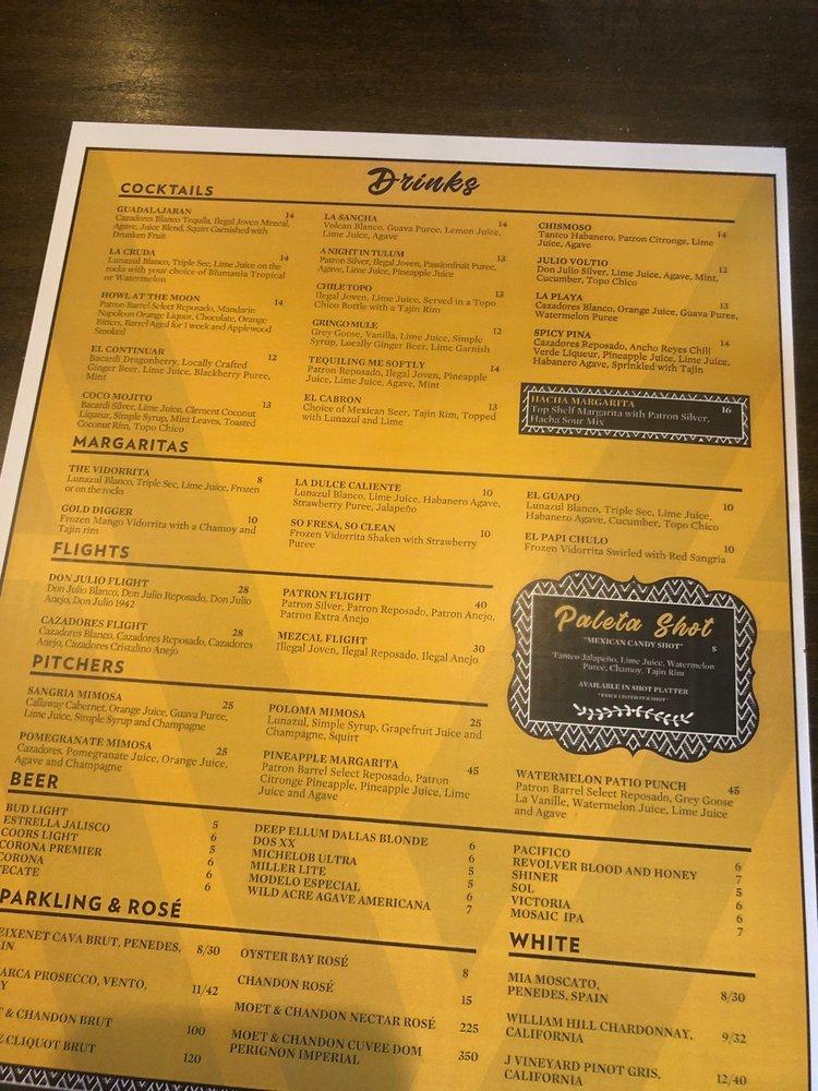 Menu at Vidorra restaurant, Addison, Belt Line Rd Ste 410