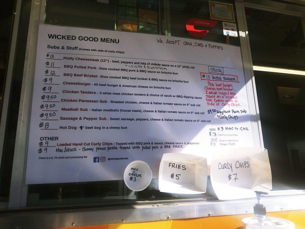 Menu at Wicked Good Food, Cottonwood