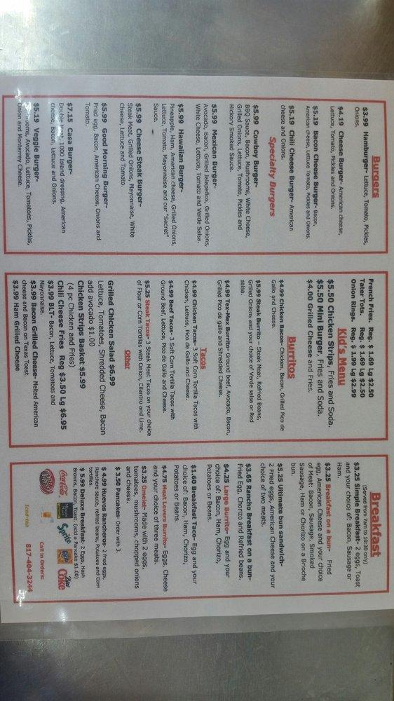 Menu at J's Casa Burger restaurant, River Oaks