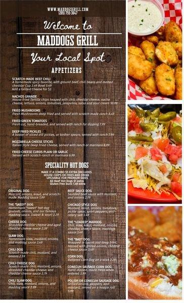 Menu at Maddogs Grill restaurant, Clanton