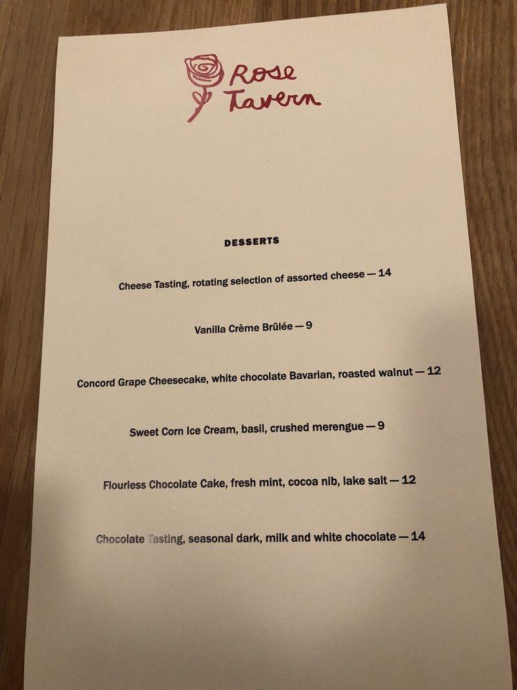 Menu at Rose Tavern pub & bar, Canandaigua
