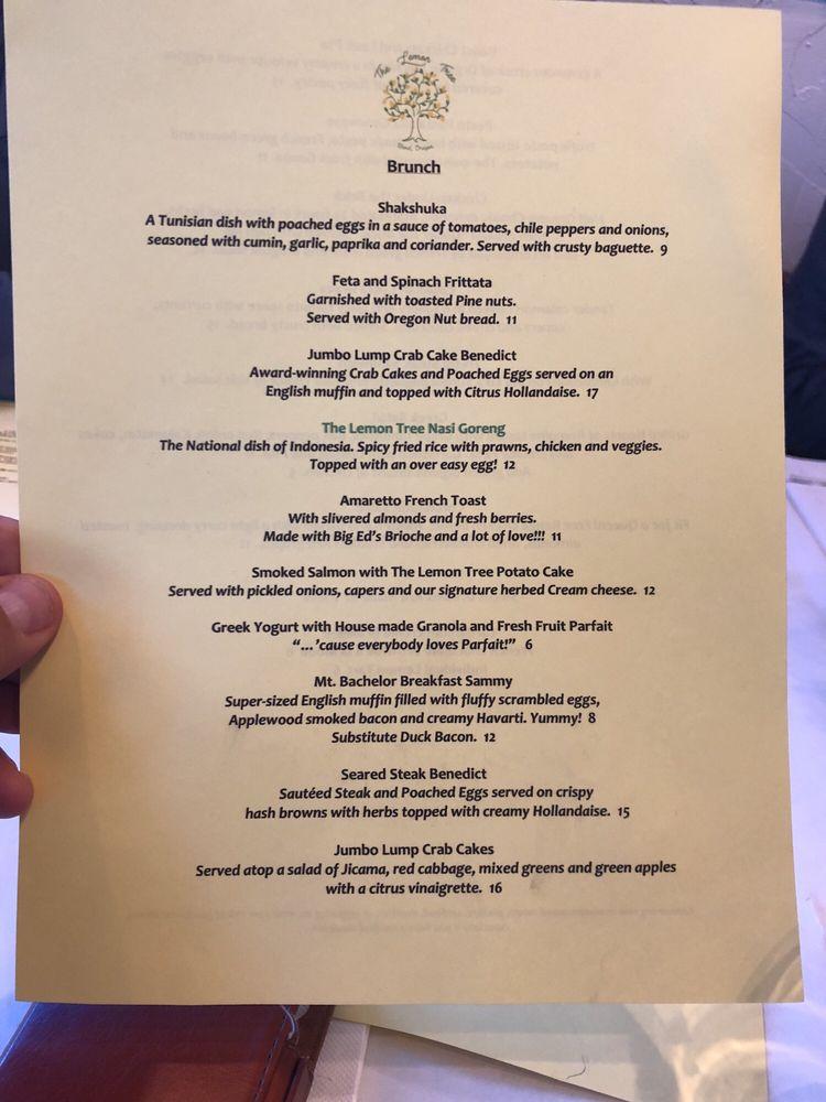 Menu at The Lemon Tree pub & bar, Bend