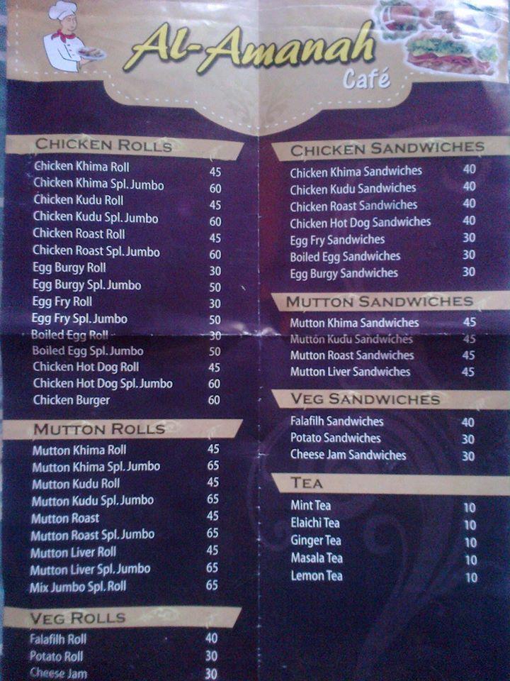 Menu at Al Amanah Cafe & Restaurant, Bengaluru, 19