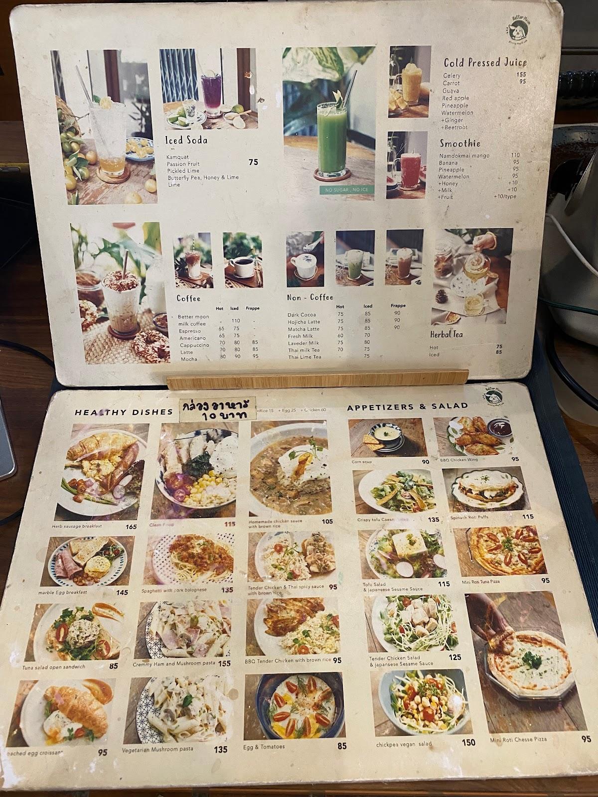 Menu at Better Moon cafe x Refill Station, Bangkok