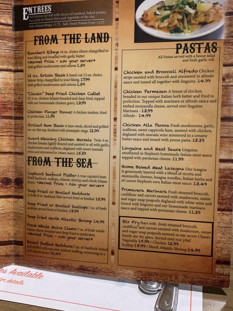 Menu at Chase's Family Restaurant, Bangor