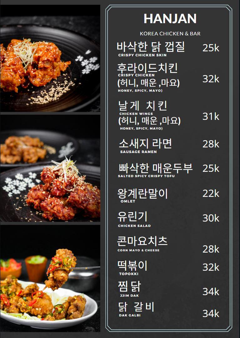 Menu at Hanjan Korea Chicken & Bar, Bandung
