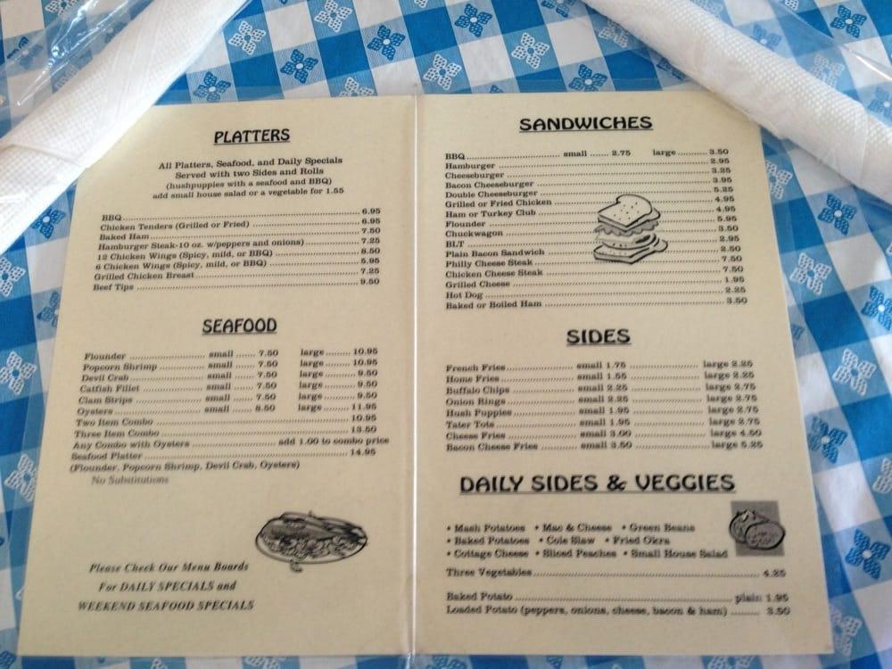 Menu at Matty's restaurant, Elkin