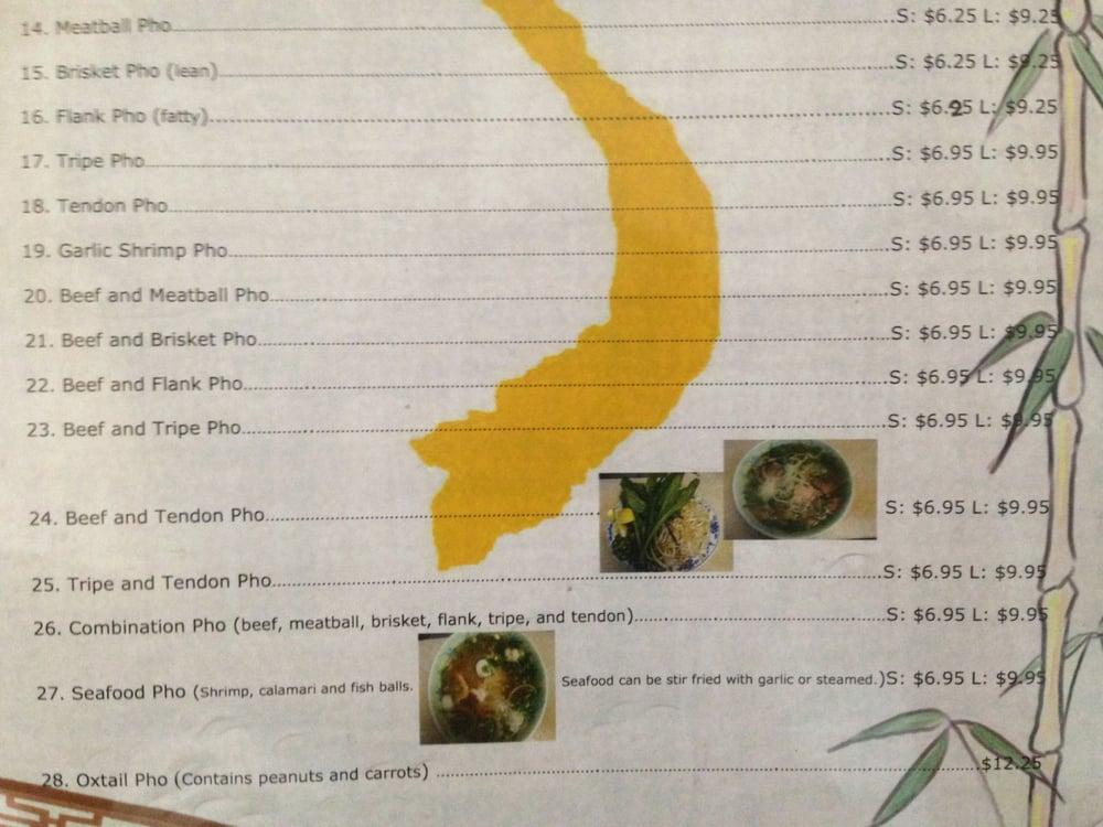 Menu at Phở King Vietnamese Restaurant, Wahiawa
