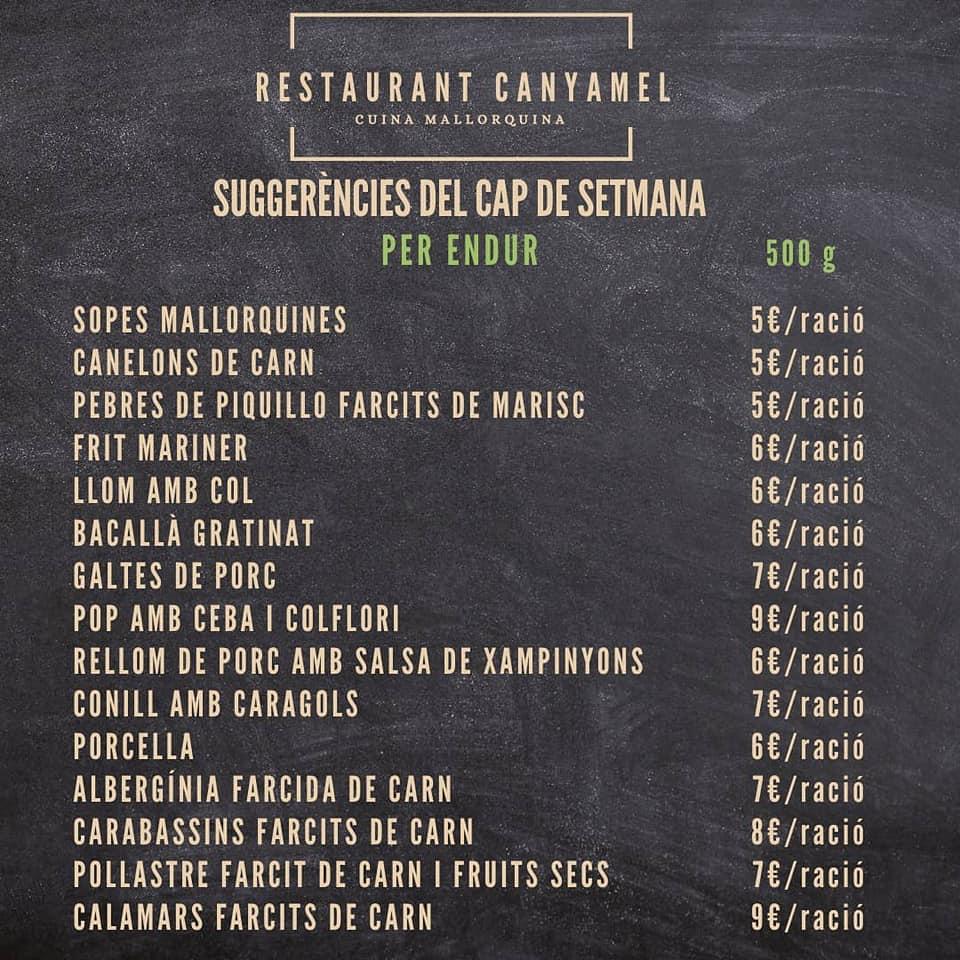 Menu at Restaurant Canyamel Inca, Inca