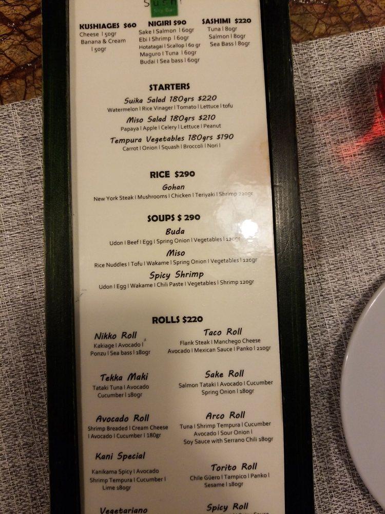 Menu at Sky bar, Mexico, Tourist Corridor