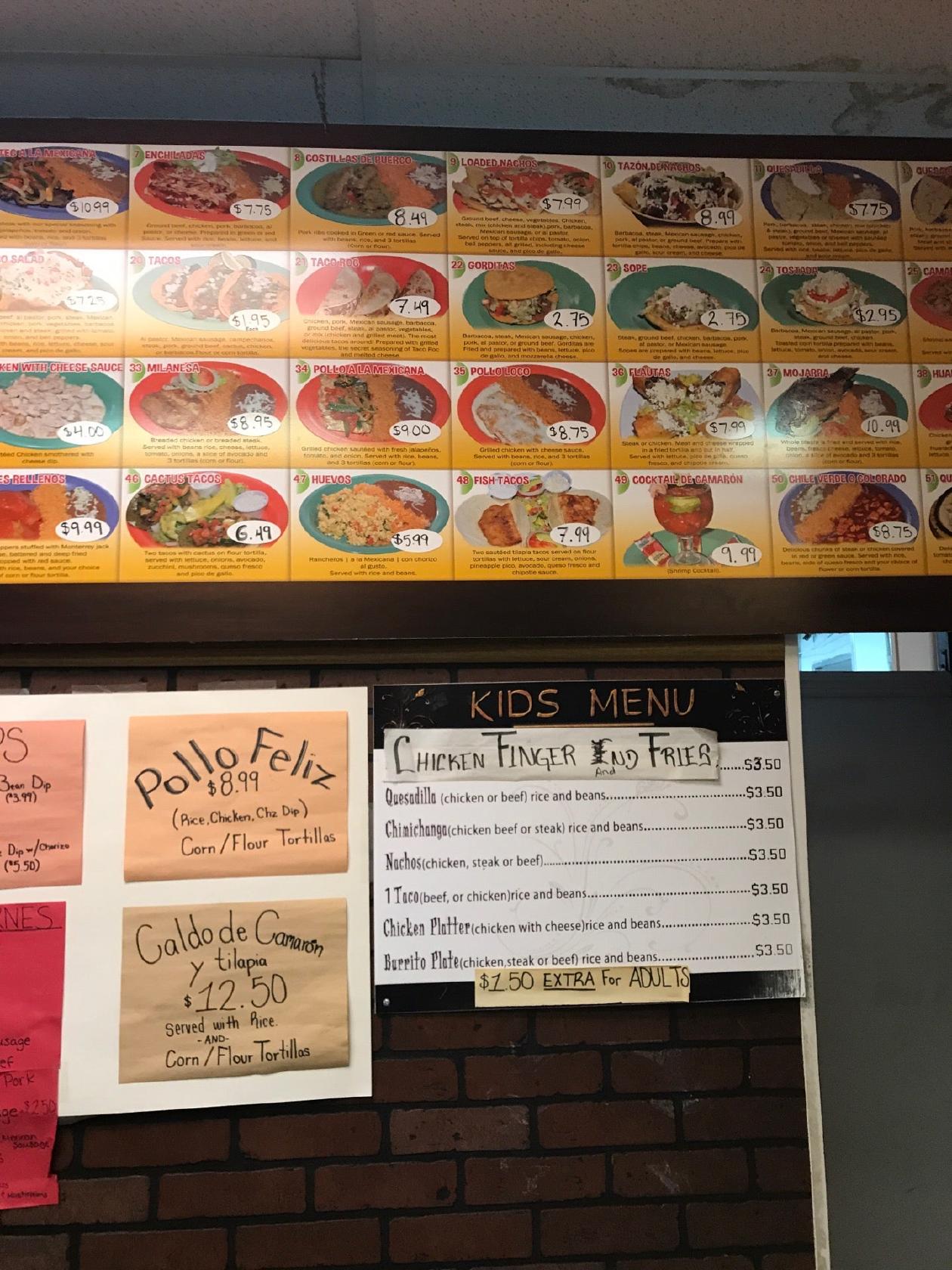 Menu at Taco Roc restaurant, Chattanooga, Lee Hwy