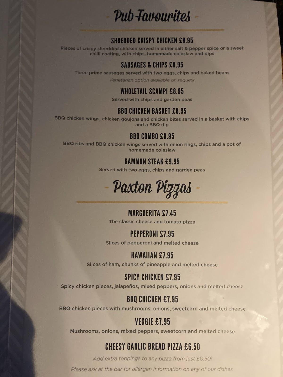 Menu at The Sir Joseph Paxton pub & bar, Fareham