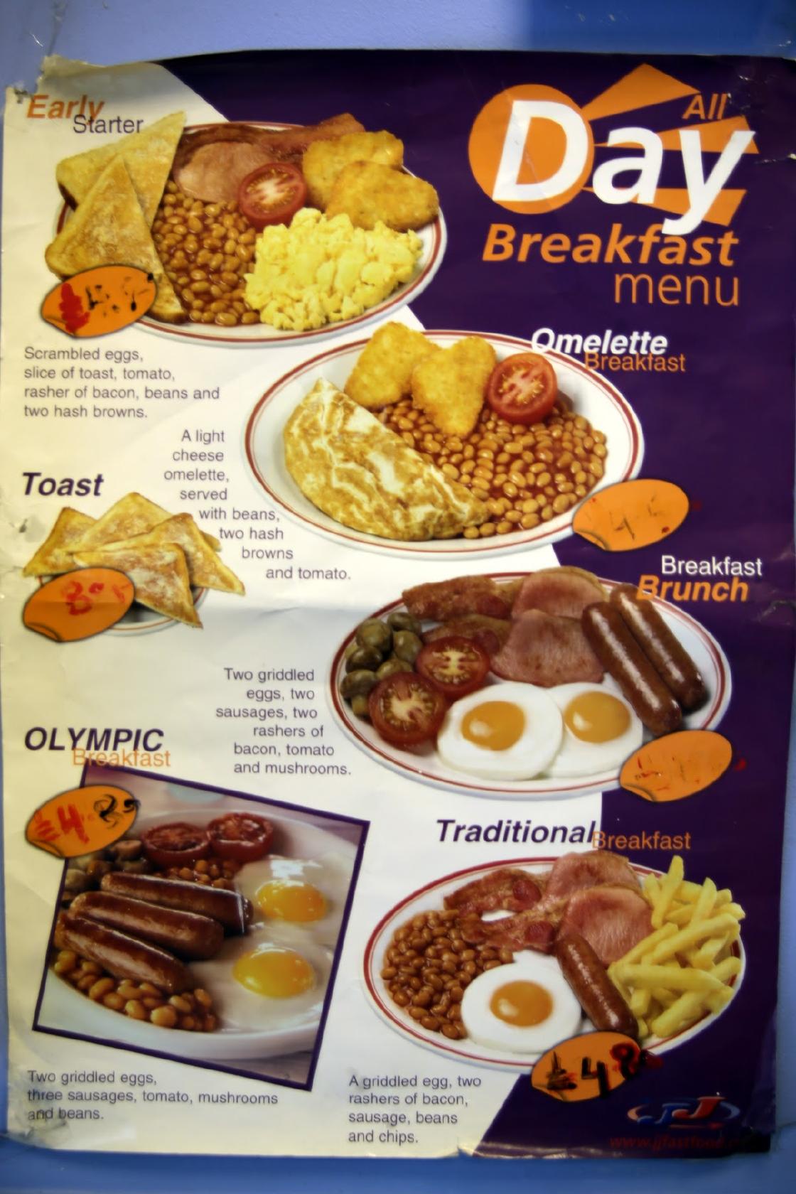 Menu at Tim's Cafe & Restaurant, London