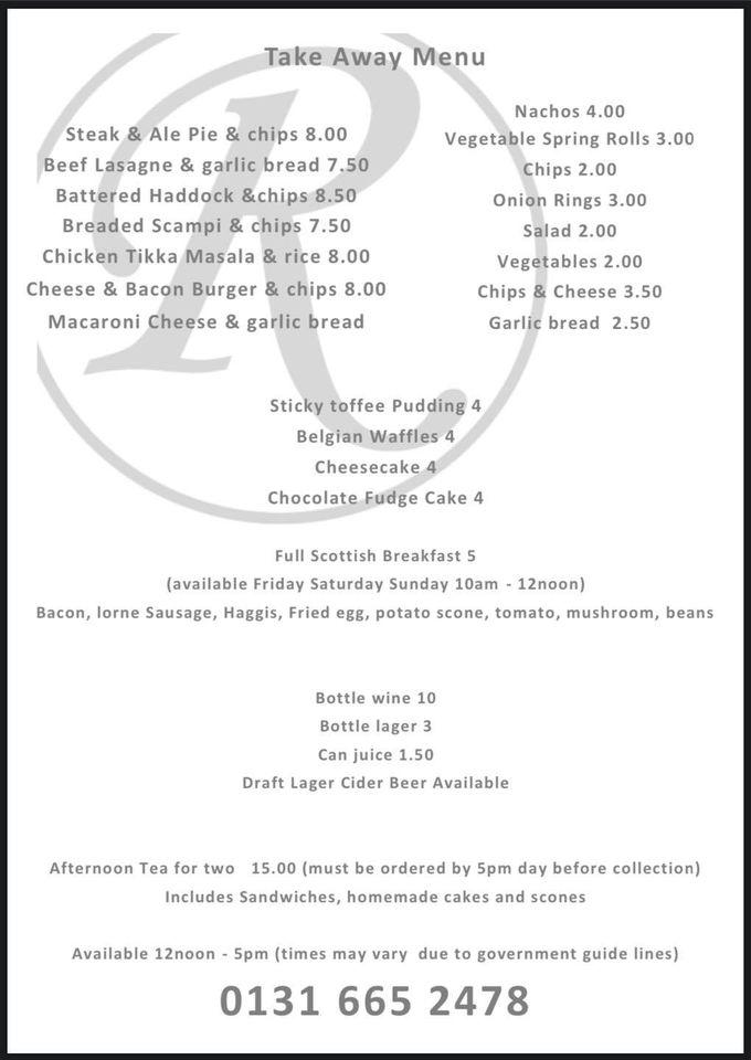 Menu at Ravelston House restaurant, Musselburgh