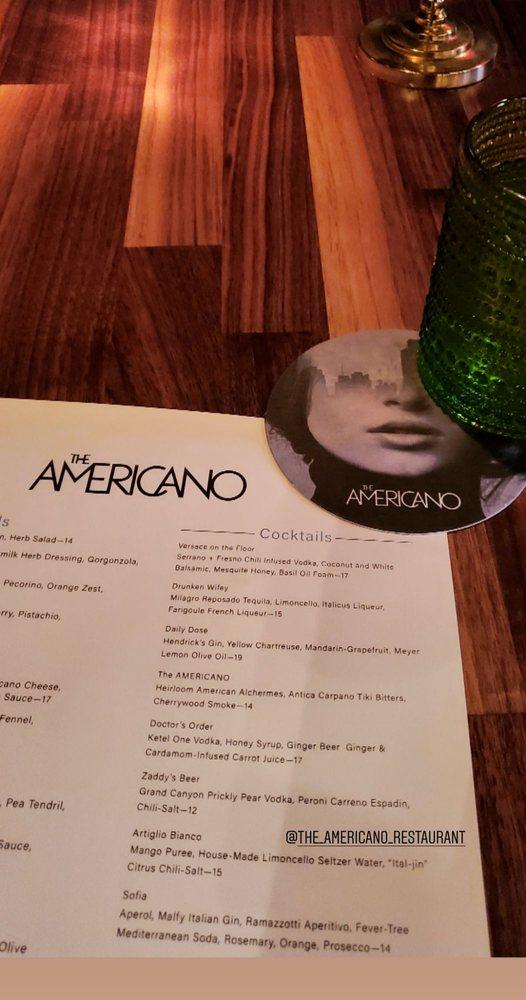 Menu at The Americano Restaurant, Scottsdale