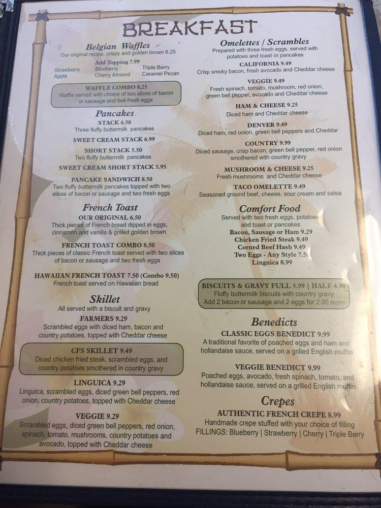 Menu at The Palms Cafe, Central Point