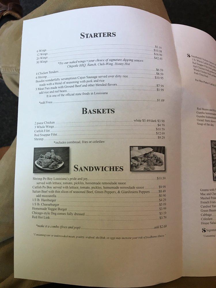 Menu at Pee Wees restaurant., Rock Island