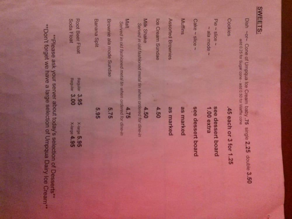 Menu at Pink House restaurant, Cottage Grove