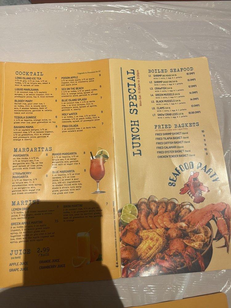 Menu at Seafood Party restaurant, Lawton