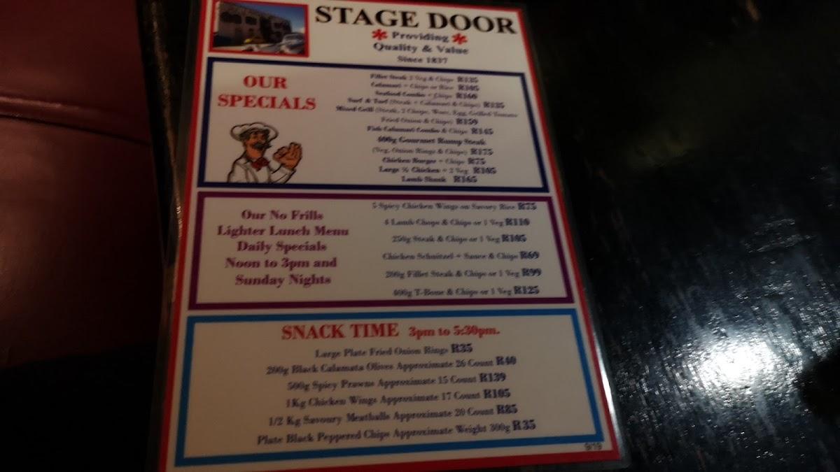 Speisekarte von Stage Door restaurant, Port Elizabeth