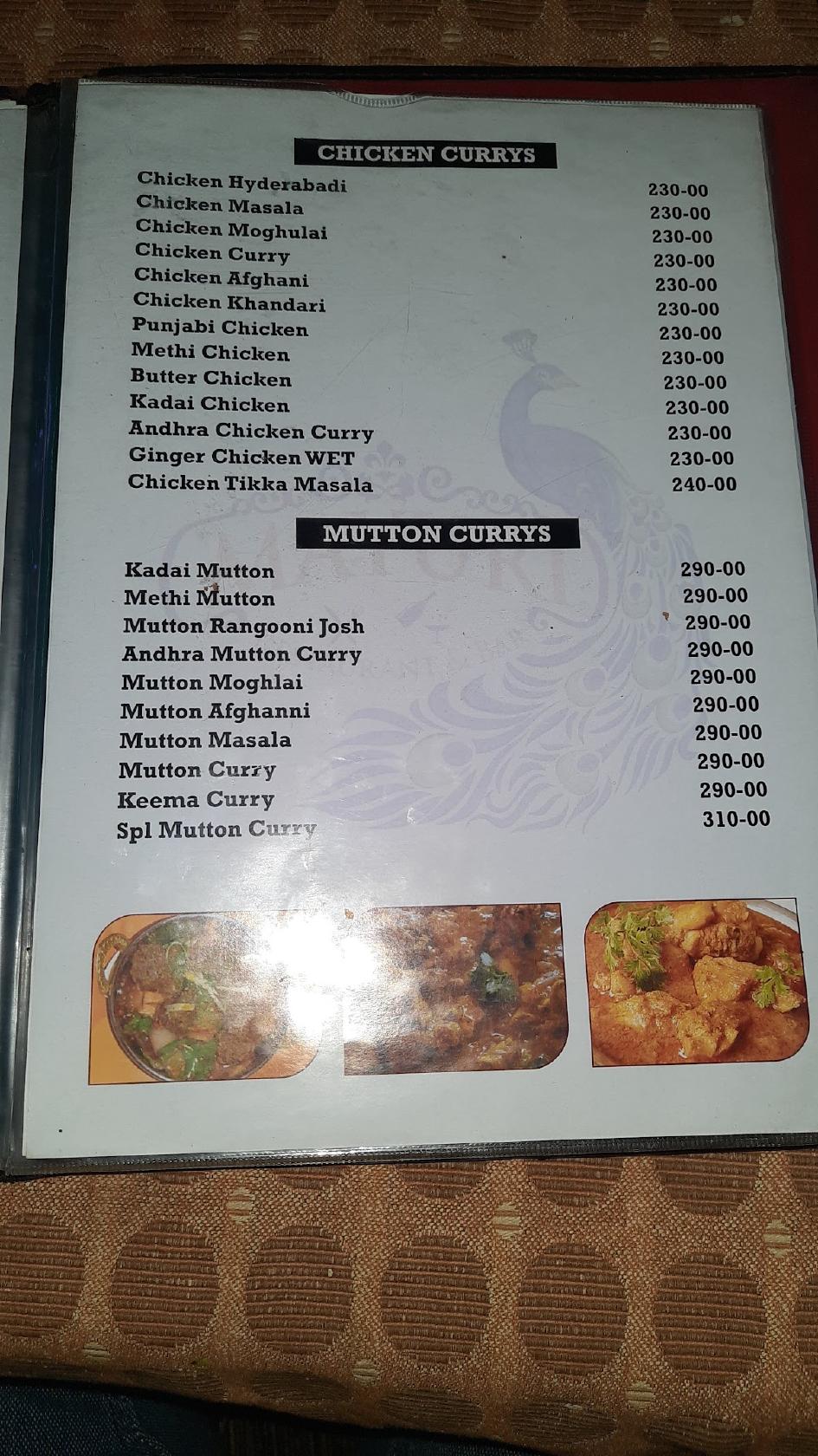 Menu at mayuri bar restaurant, Hyderabad