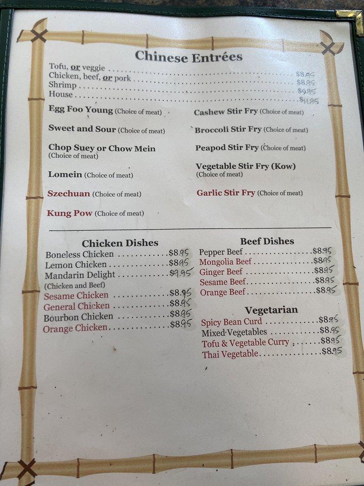 Menu at Ku's Wokery restaurant, Merrill