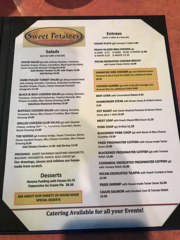 Menu at Sweet Potatoes Kitchen restaurant, Savannah