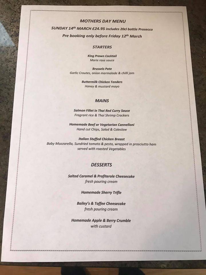 Menu at The Harvey Arms pub & bar, Auckley