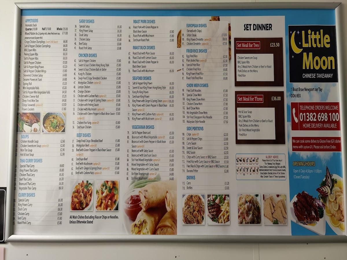 Menu at little moon restaurant, Newport-on-Tay