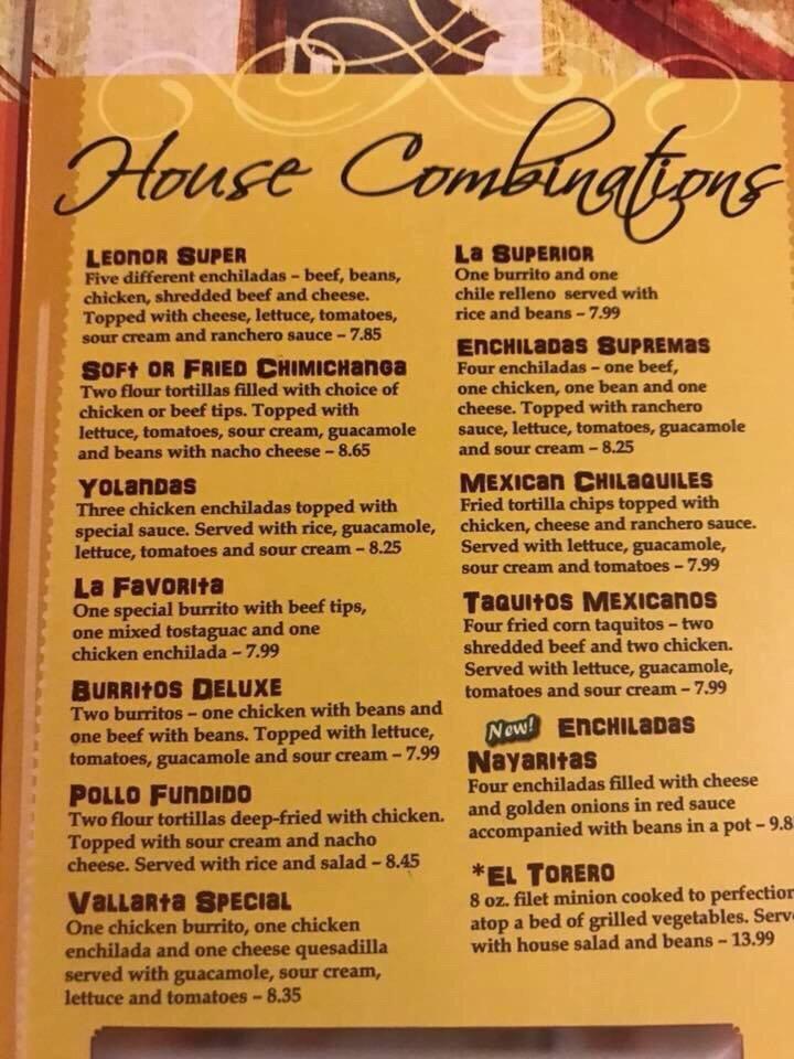 Menu at Plaza Del Sol restaurant, Wilkesboro