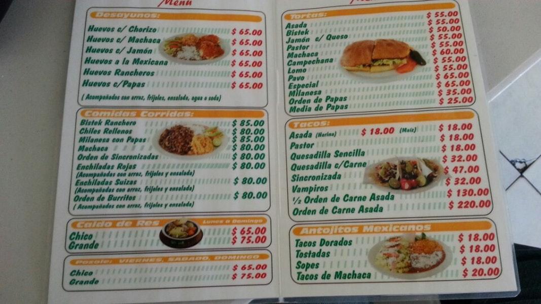Carta del restaurante Tortas Doña Eva, Mexicali