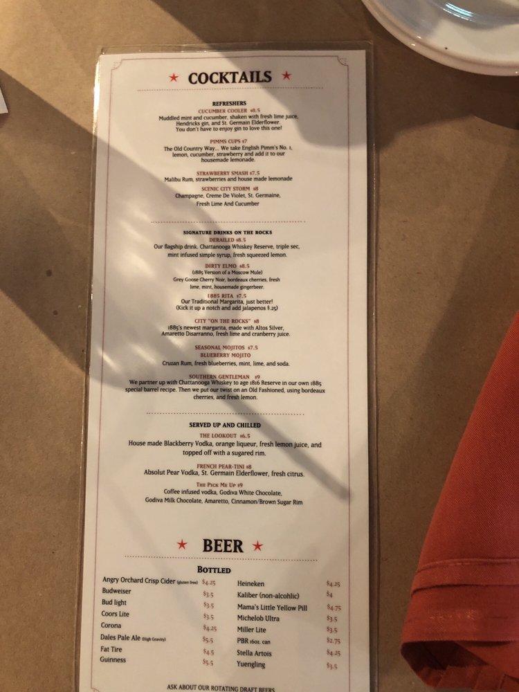 Menu at 1885 Grill restaurant, Chattanooga, St Elmo Ave