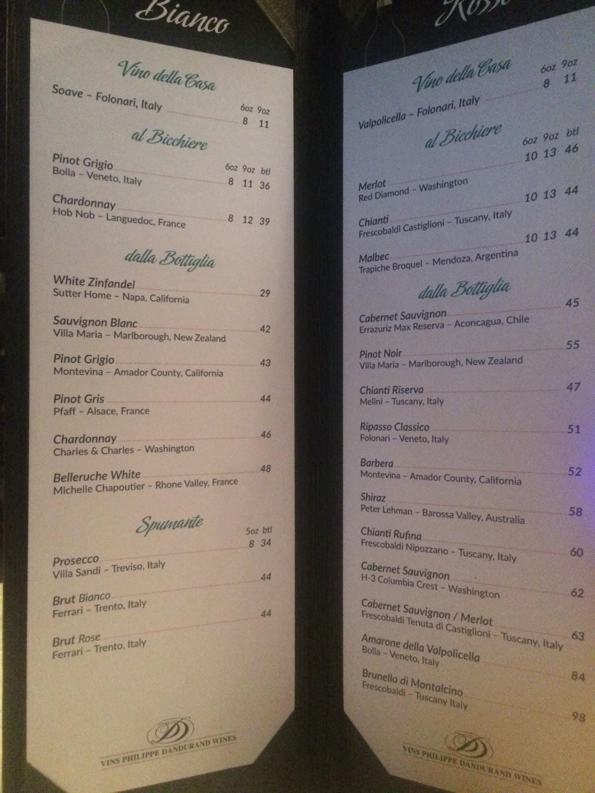 Menu at Cucina da Vito restaurant, Ottawa