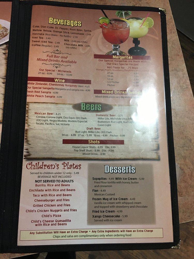 Menu at Fiesta Ranchera Mexican Restaurant, Adrian