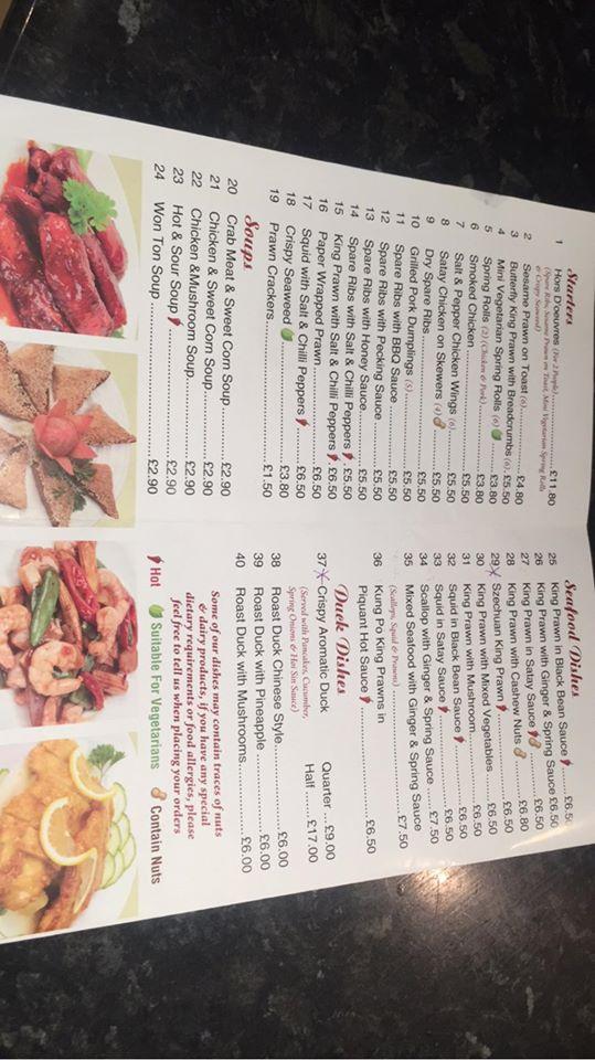 Menu at Great Wall restaurant, Epsom, 14 East St