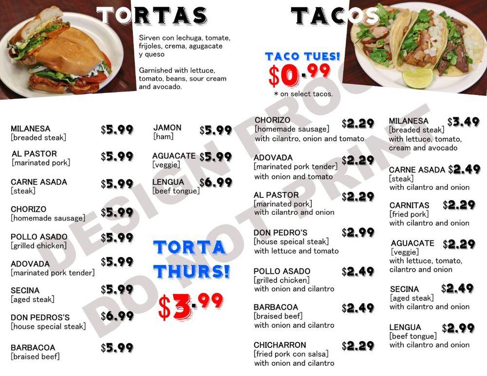 Menu at Los Cuatro Hermanos restaurant, Springdale, 224 Caudle Ave
