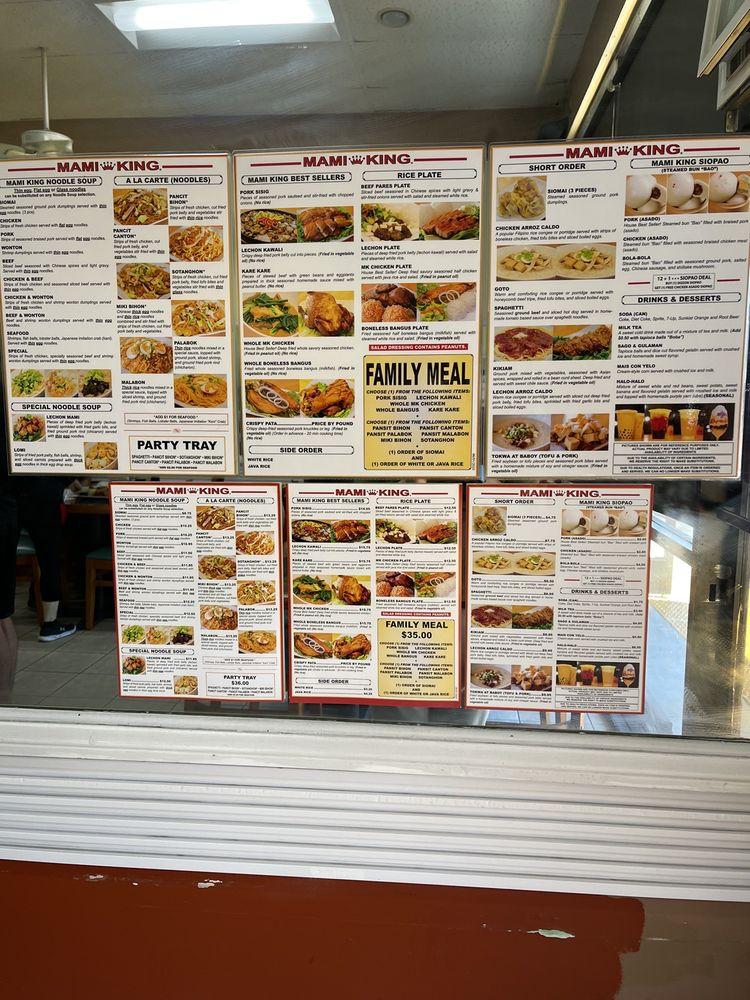 Menu at Mami King Restaurant, Los Angeles, Roscoe Blvd UNIT 1