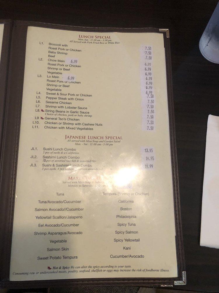 Menu at Pacific Asian Bistro restaurant, Ormond Beach