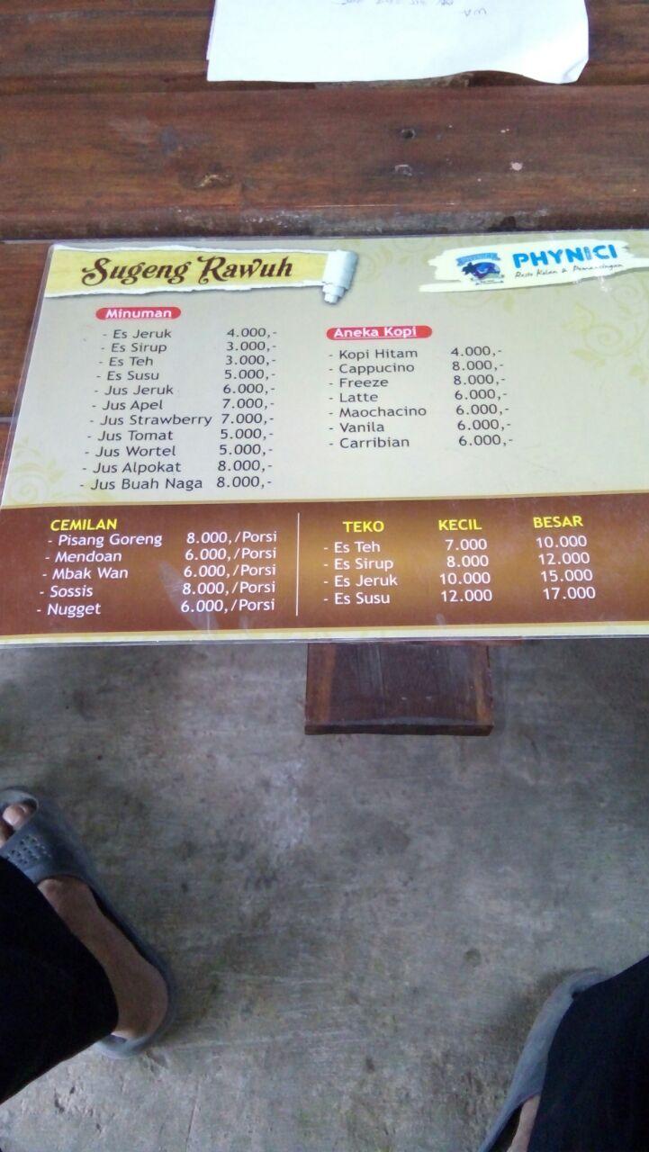 Menu at "Phynisi" Pemancingan, Resto dan Cafe, Kudus