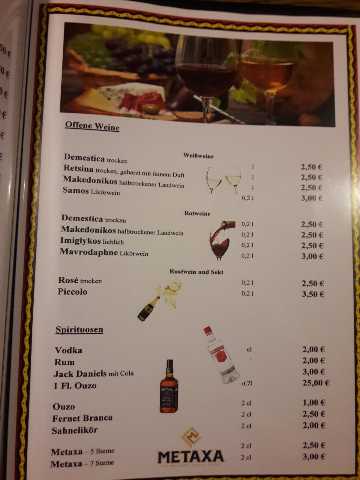 Menu au Restaurant Rhodos bei Rafi, Hünfelden