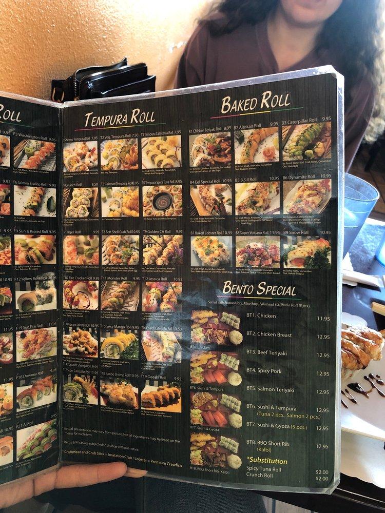 Menu at Samurai Sushi restaurant, Downey