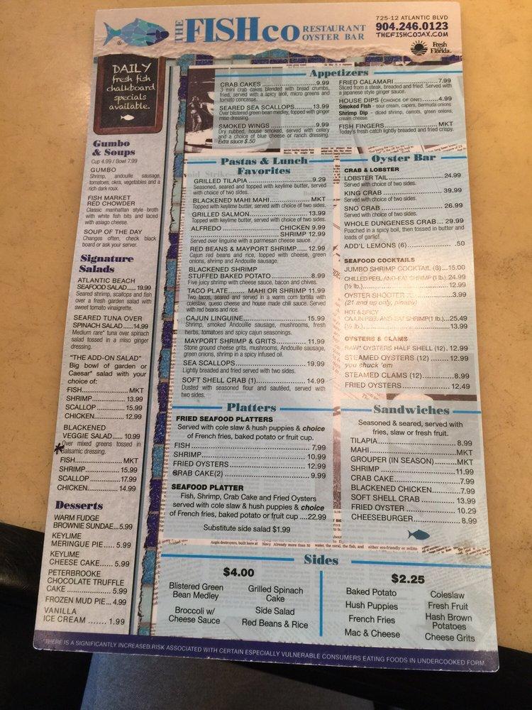 Menu at The Fish Company pub & bar, Atlantic Beach