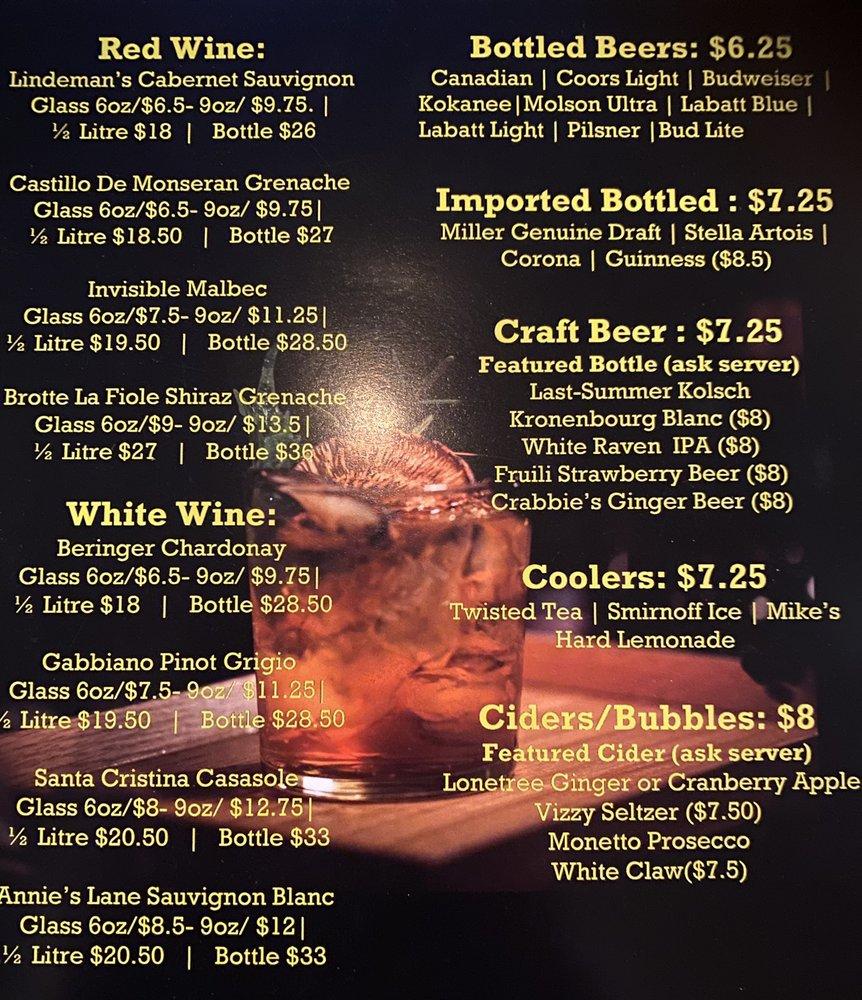 Menu at Fargos Restaurant and Lounge, Edmonton