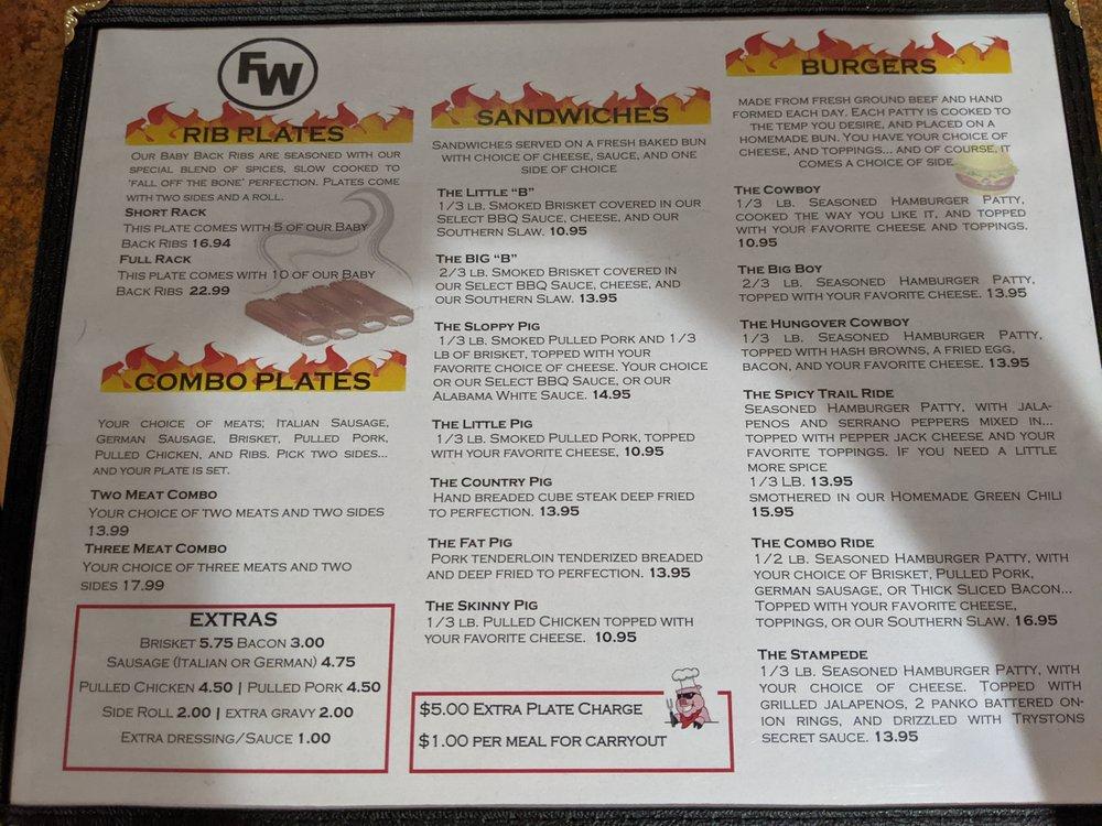 Menu at Firewater Smokehouse Grill BBQ, Sheridan