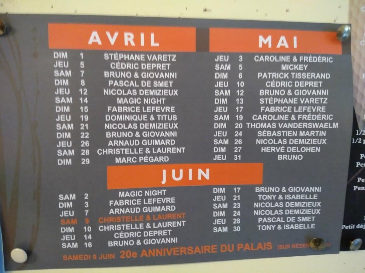 Carta del club The Palace of Dance, Flavy-le-Martel