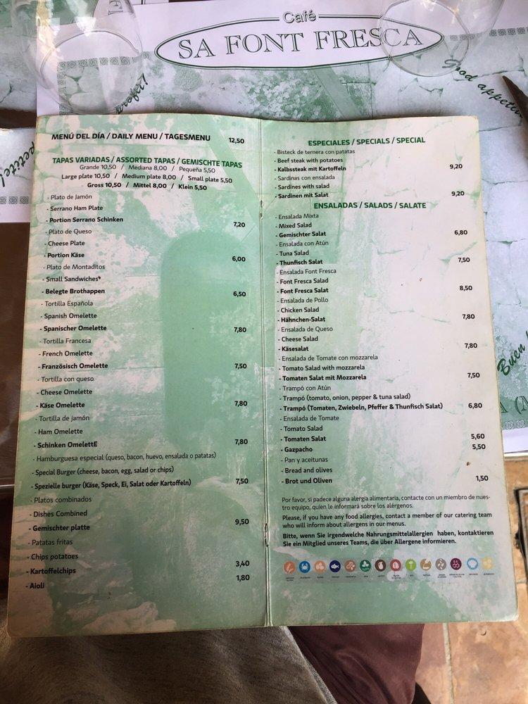 Menu at Cafè Sa Font Fresca pub & bar, Deià