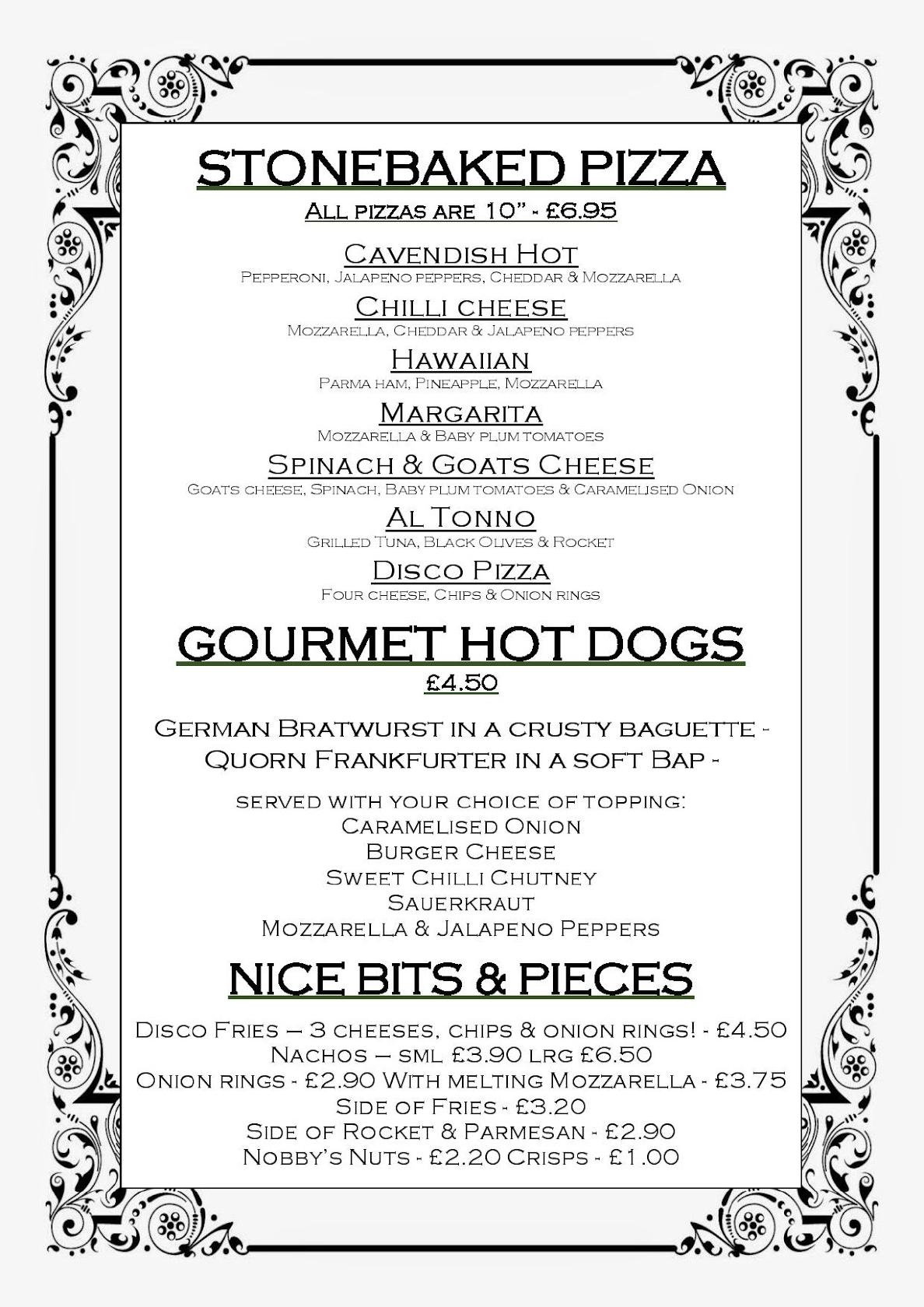 Menu at The Cavendish Arms pub & bar, London