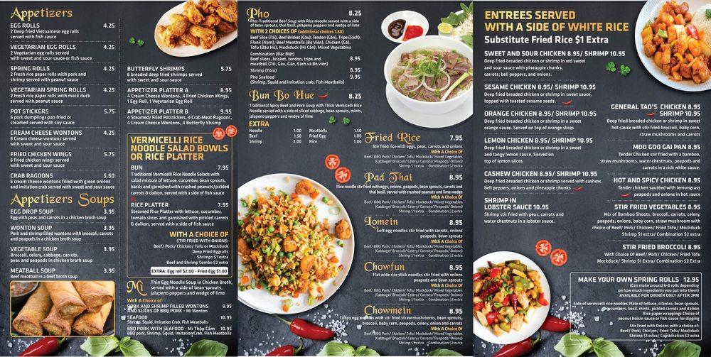 Menu at V-Bistro (Viet Bistro) restaurant, Fridley